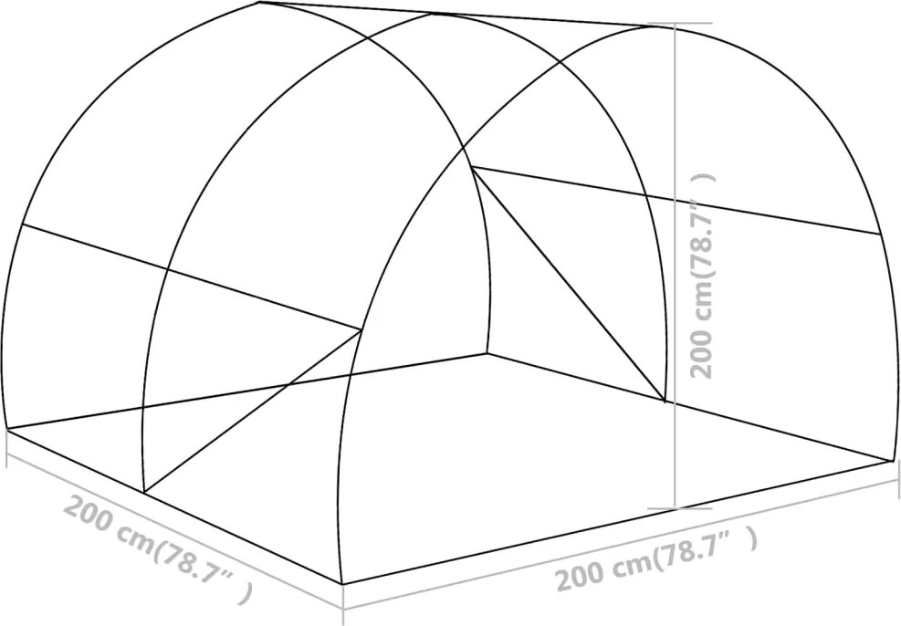 vidaXL Marketos Fóliovník 4 m² 2 x 2 x 2 m