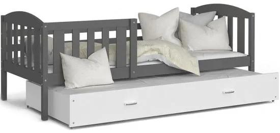 Dětská postel KUBU P2 190x80 cm ŠEDÁ BÍLÁ