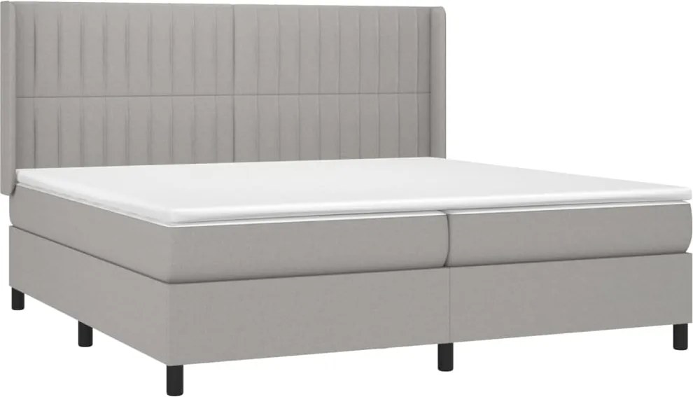 Box spring postel s matrací a LED světle šedá 200x200 cm textil 3138501
