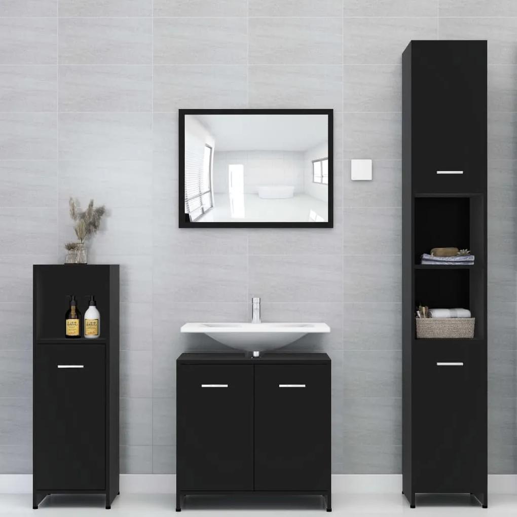 3dílný set koupelnového nábytku - dřevotříska | černý