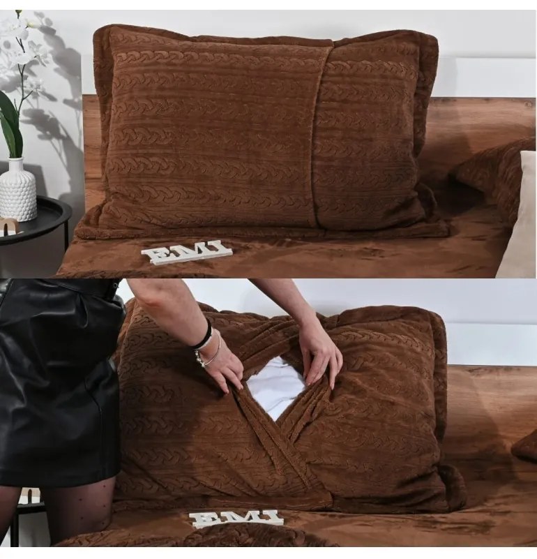 Povlečení z mikroplyše Banu hnědé EMI, Standardní set jednolůžko obsahuje 1x 140x200 + 1x 70x90