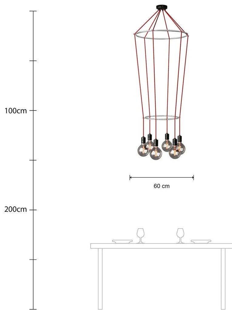 creative cables Lustr cage 2 glóbus se 6 žárovkami Barva: Tmavě šedá