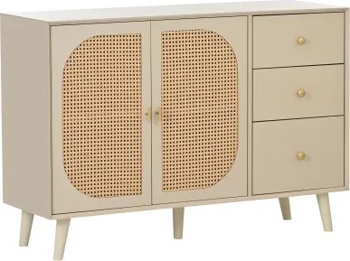 Aosom Komody 120 cm s dveřmi a zásuvkami z ratanové tkaniny, velký úložný prostor, TV stojan, přírodní barva