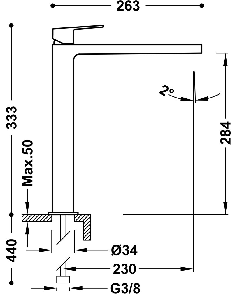 PROJECT TRES Jednopáková umyvadlová baterie zvýšená 32,7 cm, černý bronz 21180301KMB