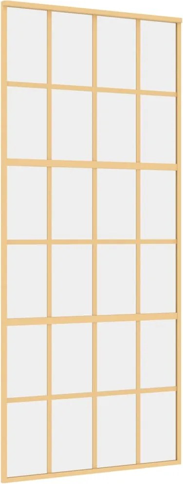 Posuvné dveře zlaté 90 x 205 cm čiré ESG sklo a hliník 155173