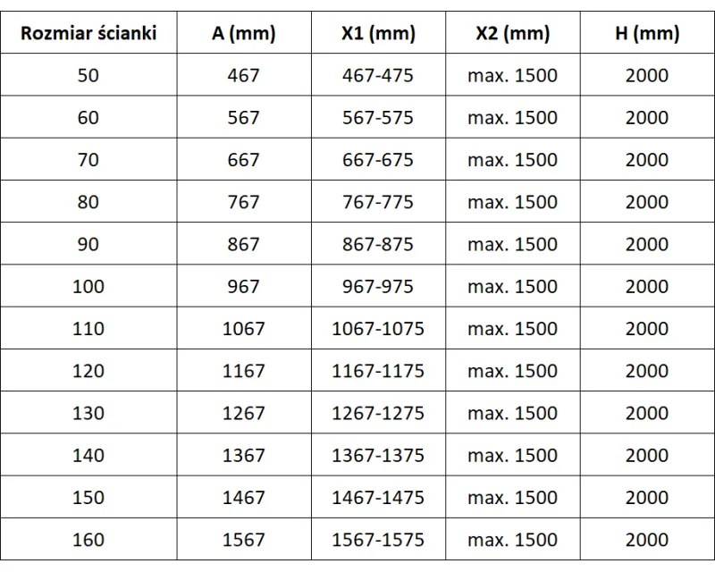 Mexen Lunar sprchová stěna levá 60 x 200 cm, 8mm čiré sklo, bílá, 830-060-000-20-00-L