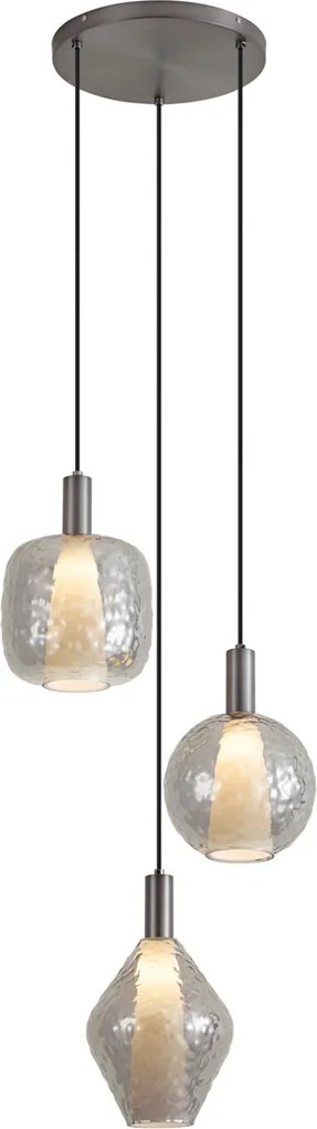 Designové závěsné svítidlo kovově šedé se 3 světly - Ard