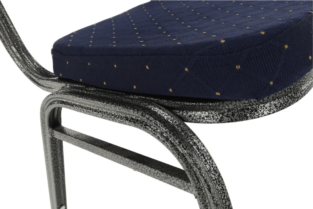 Židle, stohovatelná, látka modrá/šedý rám, JEFF 2 NEW