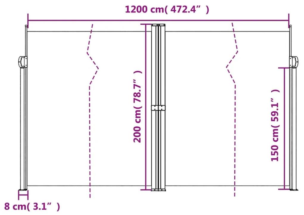 Zatahovací boční markýza antracitová 200 x 600 cm,  4004853