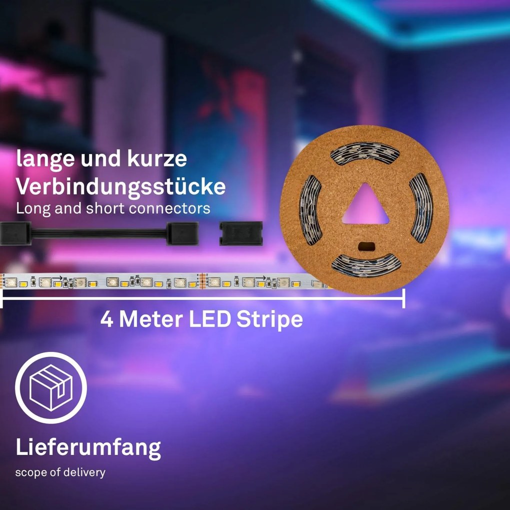 BRI 2167384 Pimp Your Stripe prodlužovací sada LED Strip 4m, IP44 venkovní, WiFi, RGB+W - BRILONER