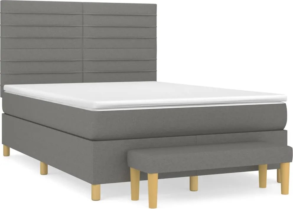 Box spring postel s matrací tmavě šedá 140x200 cm textil 3137238