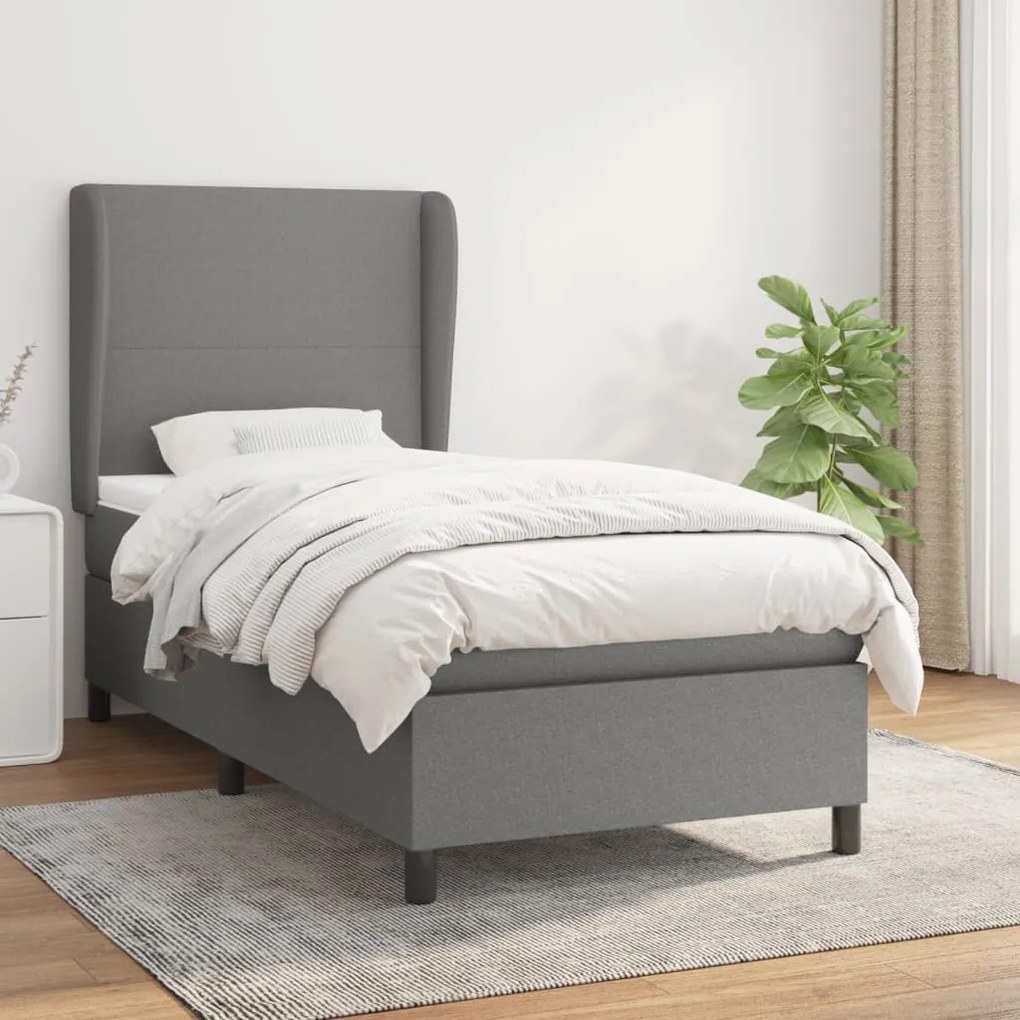 Box spring postel s matrací tmavě šedá 100 x 200 cm textil 3127782