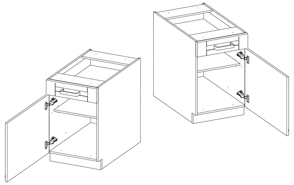 Kuchyňská linka LUNA ab | 250 cm | PREMIUM BOX zásuvka | UNI dvířka | artisan/bílá