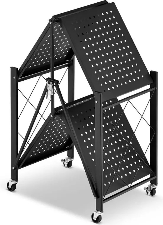 Kovový regál 70x35x50 cm 2 police lakovaný mobilní HIGHER CJ01-02