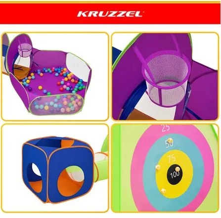 Dětský stan 5 v 1 s tunely KRUZZEL 27684