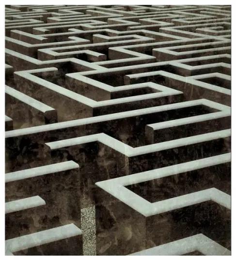 DIMEX | Vliesová fototapeta na zeď 3D labyrint MS-3-0279 | 225 x 250 cm | hnědá, šedá