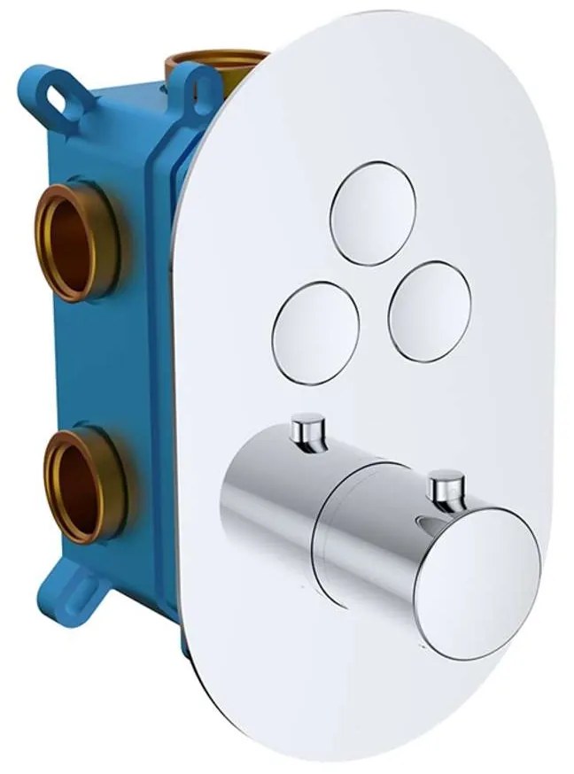 Mereo - Termostatická baterie pod omítku, pro 3 spotřebiče, s tělesem, chrom CB60157TB