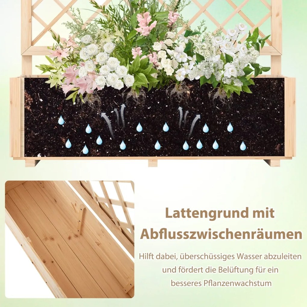 Costway Květinový truhlík s mřížovým vyvýšeným lůžkem s mříží – 98 × 35 × 101 cm