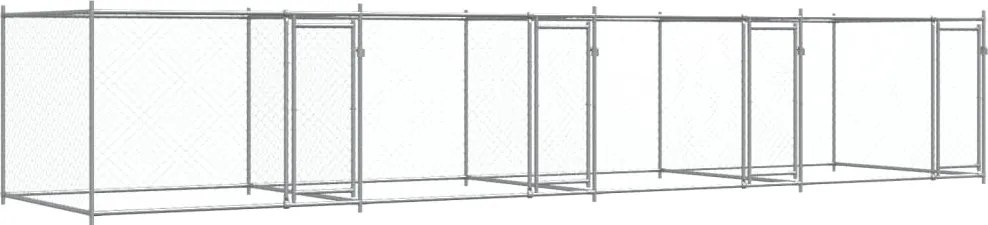 Klec pro psy s dvířky šedá 8 x 2 x 1,5 m pozinkovaná ocel 3209575