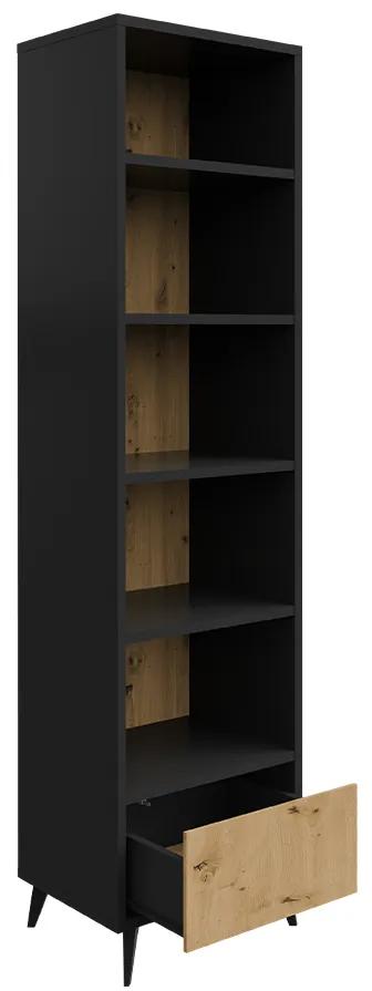Vysoká knihovna KAROL - dub artisan / černá