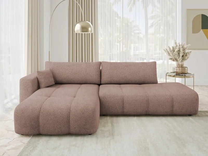 Rohová rozkládací sedačka Larow O Boucle, Potah: Coral 45, Strana pohovky: pravá