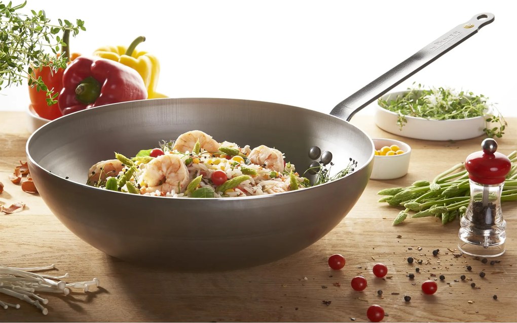 Ocelová pánev WOK de Buyer MINERAL B P.28cm