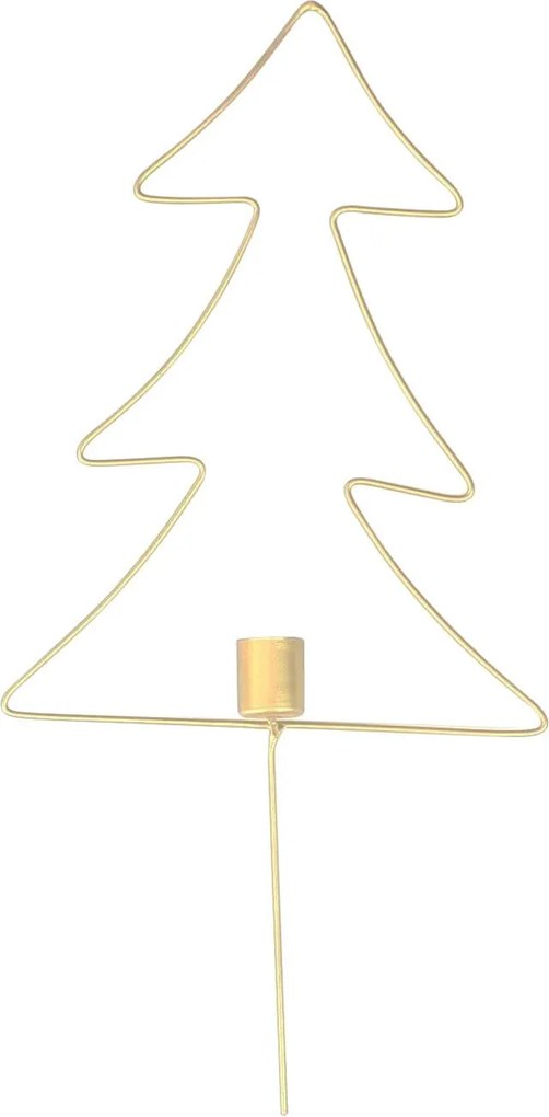 Krasilnikoff Vánoční zapichovací svícen Tree Brass, zlatá barva, kov