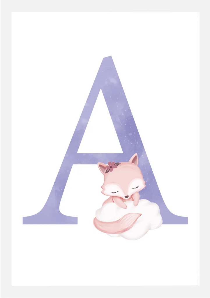 Abeceda písmena s liškou - Obraz, Plakát Velikost: B2 - 50x70 cm, Volba rámu: bez rámu, Písmeno: P