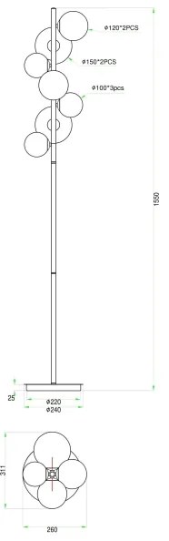 Wofi 3014-705W - LED Stojací lampa VILLA 7xG9/3W/230V černá