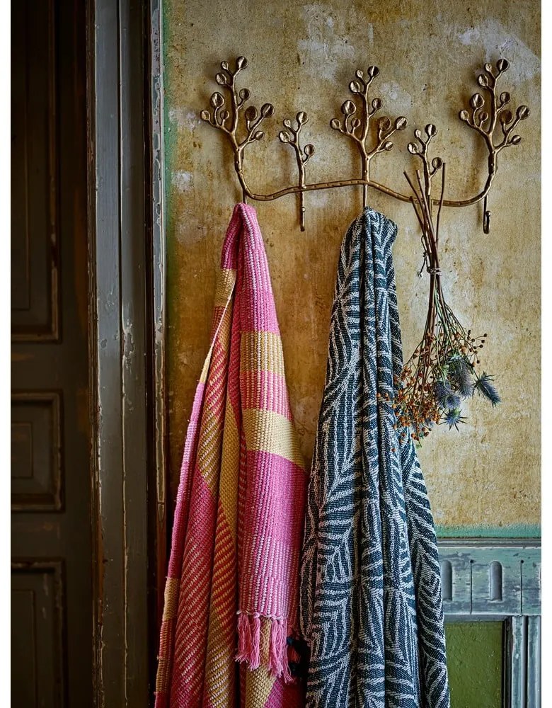 Žlutá/růžová deka z recyklované bavlny 130x160 cm Isnel – Bloomingville