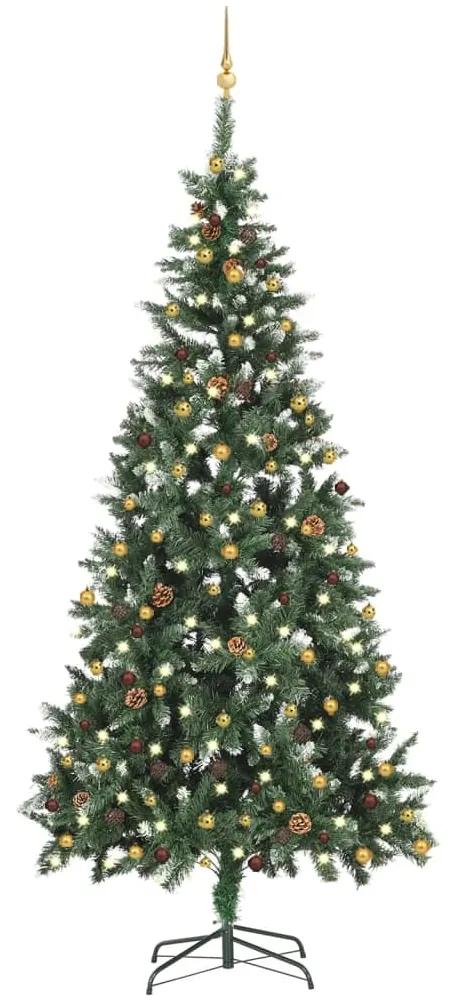 Umělý vánoční stromek s LED osvětlením a sadou koulí 210 cm,  3077801