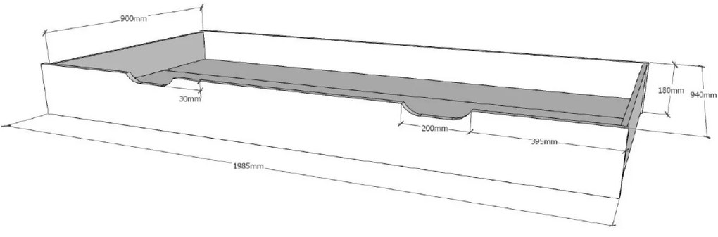 DNY MARIANNE -25% Borovicová postel Vipack Tipi 90 x 200 cm se zábranami a bílou zásuvkou