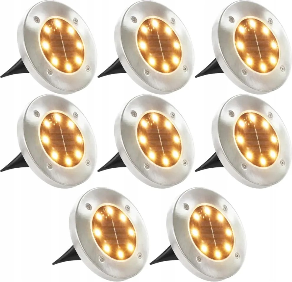 Fionshop 262936070 Solární světlo k zapíchnutí do země 8 ks Led teplé bíl