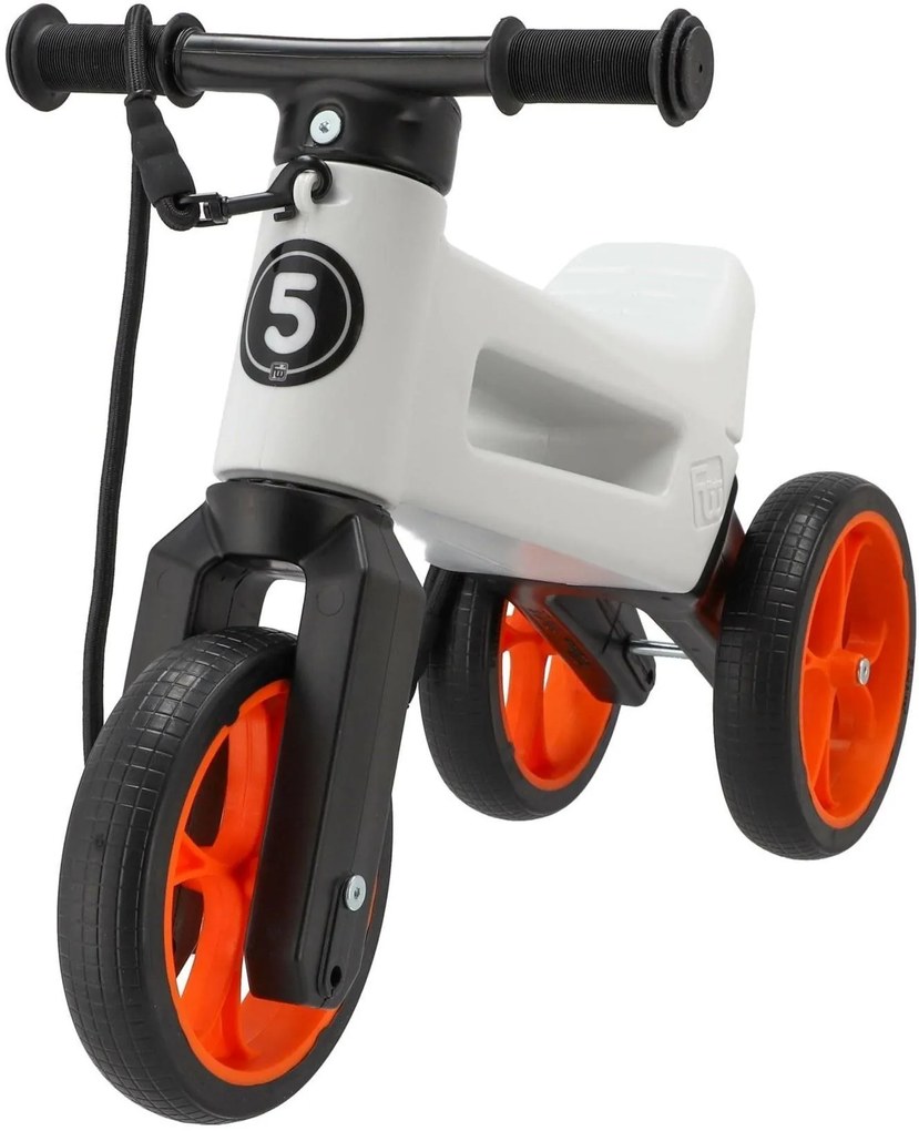 Odrážedlo teddies odrážedlo funny wheels rider supersport bílé/oranž 2v1+popruh