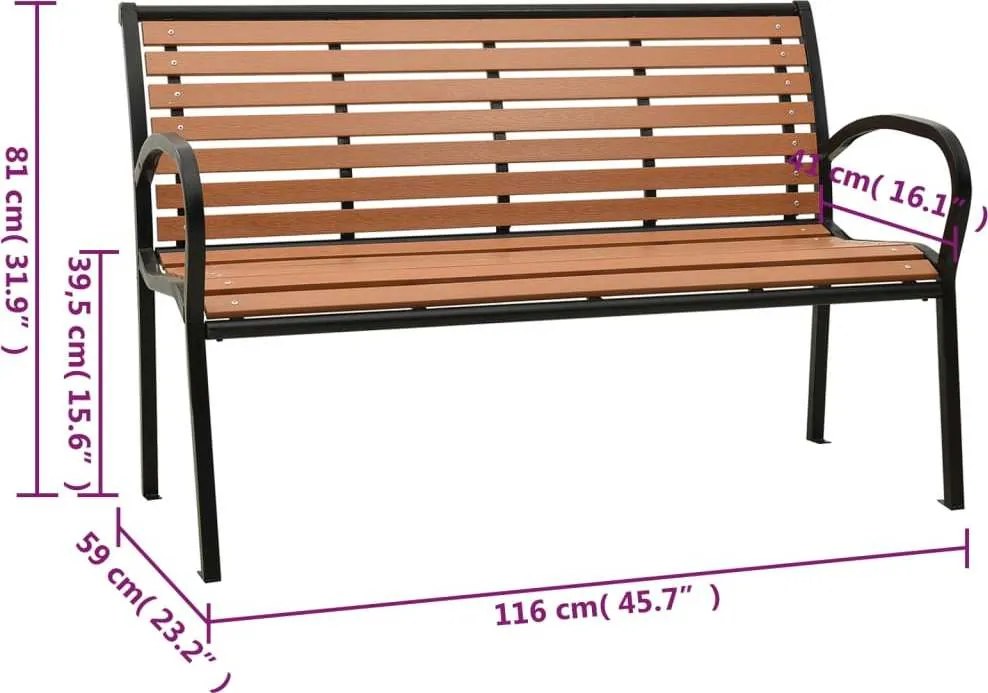 vidaXL Zahradní lavice 116 cm ocel a WPC [319579] Barva: Hnědá