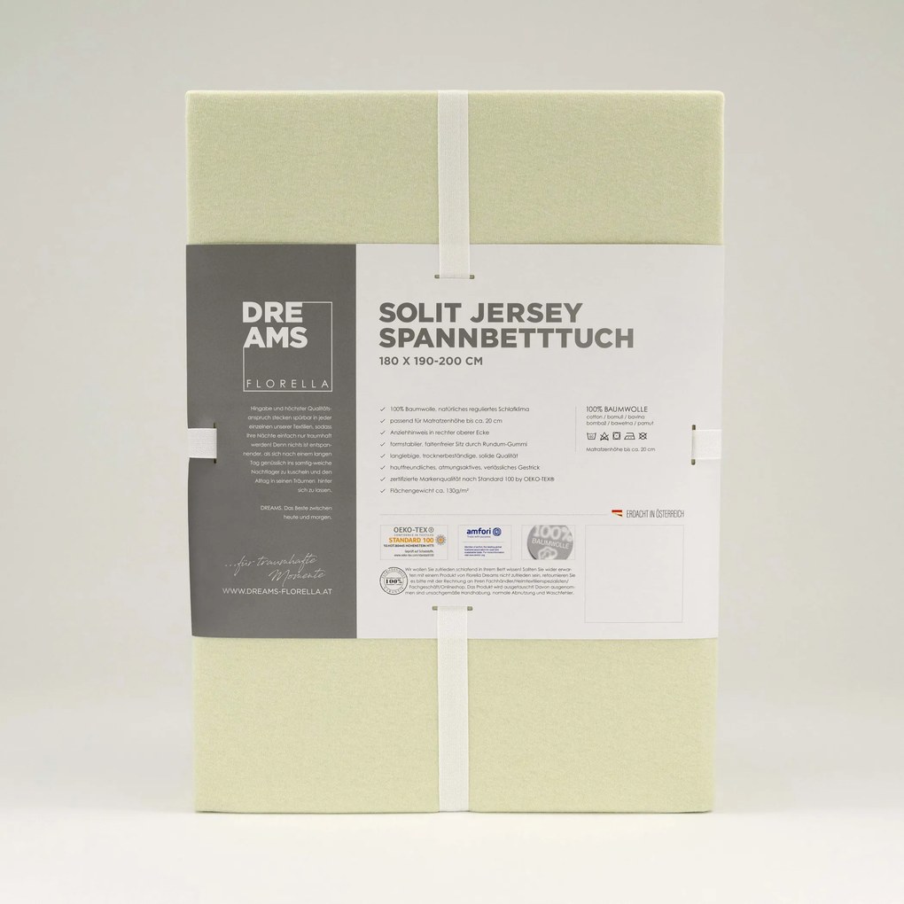 Florella Prostěradlo Solit Jersey Minze, 180-190x200 cm