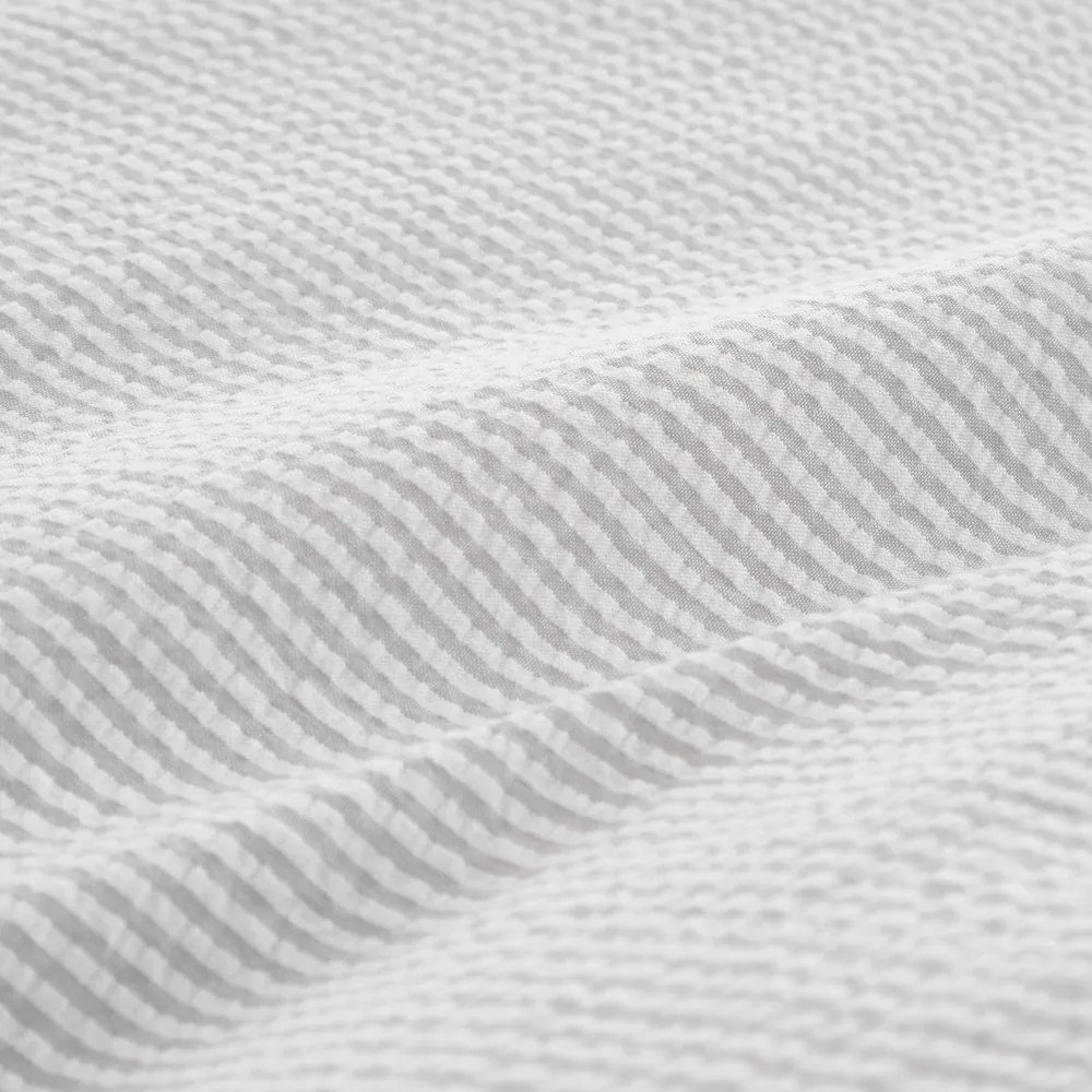 Světle šedé povlečení na jednolůžko z bavlněného perkálu 135x200 cm Seersucker Woven Stripe – Bianca