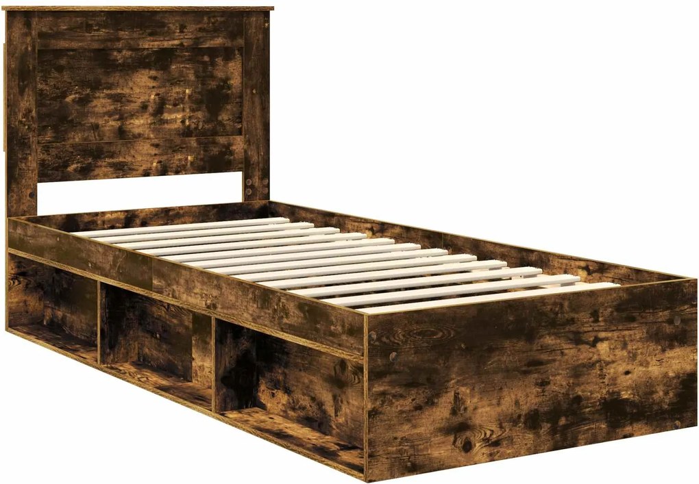Rám postele Kouřový dub 100 x 200 cm Masivní borové dřevo 3410124