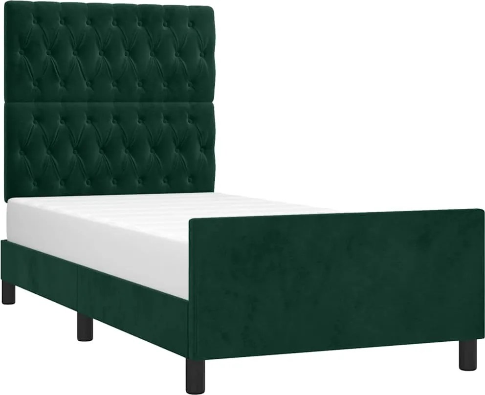Rám postele bez matrace tmavě zelená 100 x 200 cm samet 3125925