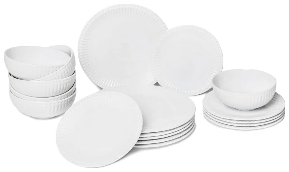 18dílná sada bílého porcelánového nádobí Bonami Essentials Purita