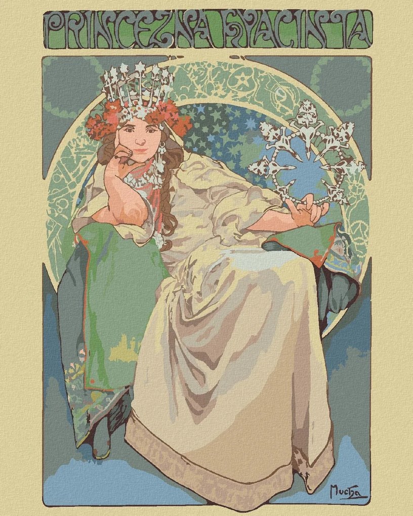 zuty zuty - malování podle čísel - princezna hyacinta (alfons mucha), 40x50 cm, plátno+rám