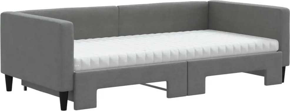 Válenda s přistýlkou a matracemi tmavě šedá 100 x 200 cm textil 3196602