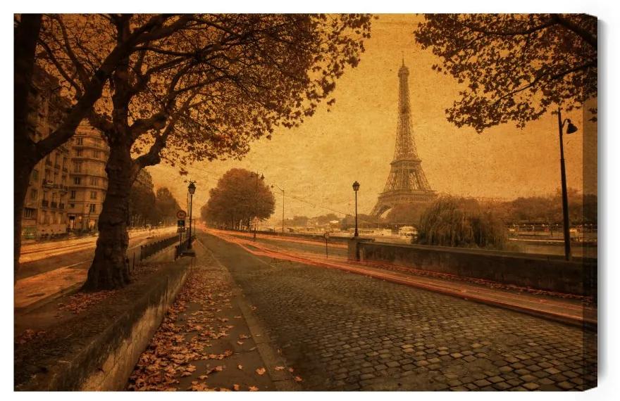 Obraz Vintage Ulice Paříže Nedostatek Nedostatek Přírodní plátno 120x80