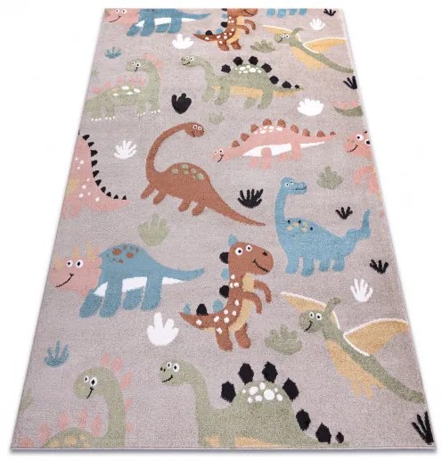 Dywany Łuszczów, Dětský kusový koberec Fun Dino beige, 160x220, vícebarevná, dětský pokoj