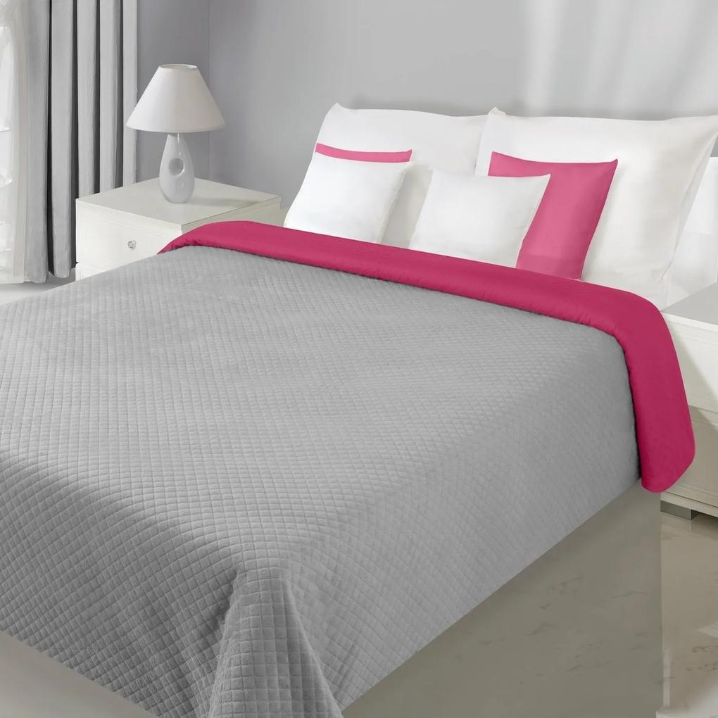 Přehoz na postel VELVET 220x240 cm stříbrná/tmavě růžová Mybesthome
