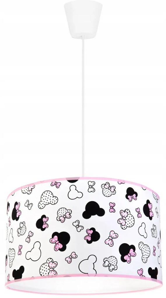 Dětské závěsné svítidlo Minnie, 1x textilní stínítko se vzorem, (fi 35cm)