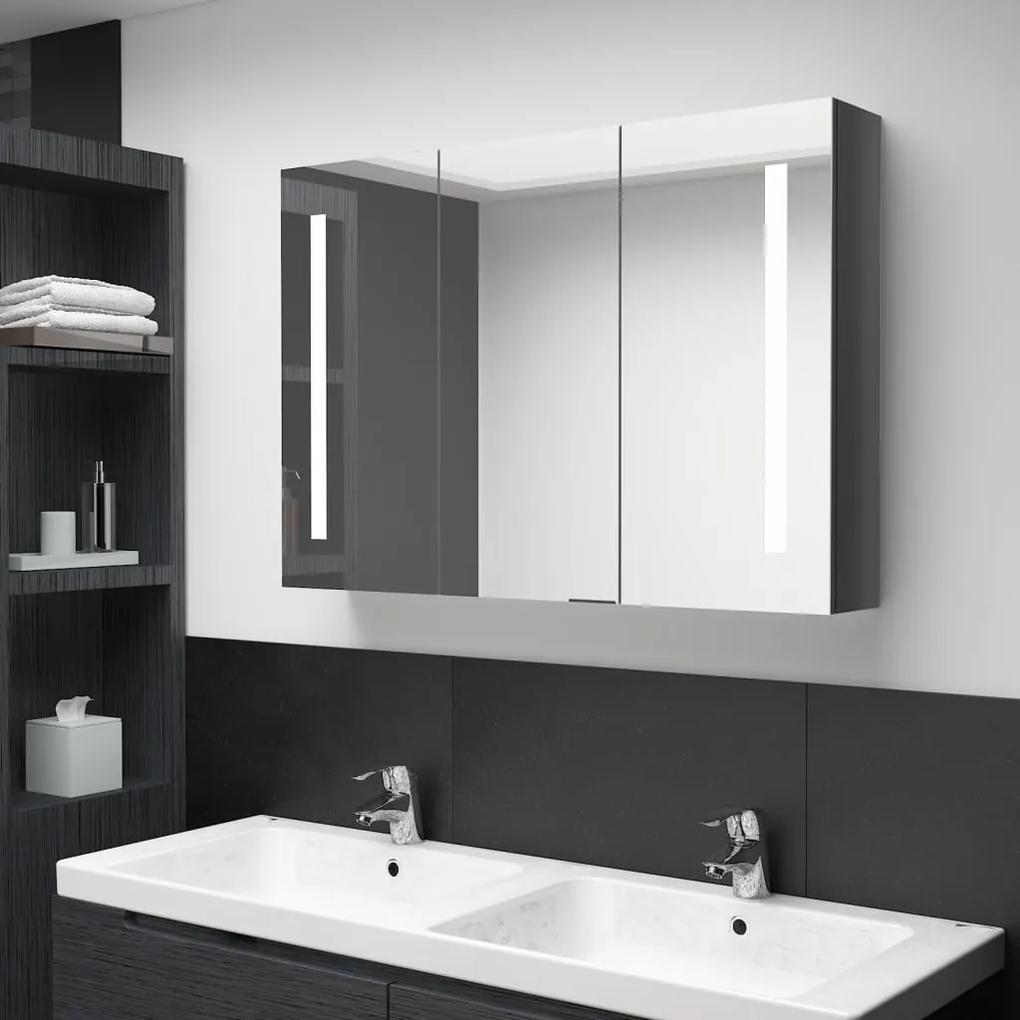 326528 vidaXL LED koupelnová zrcadlová skříňka 89 x 14 x 62 cm zářivě šedá