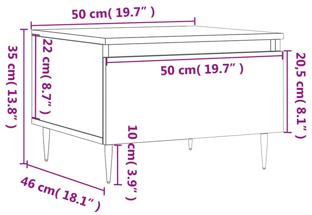 vidaXL Konferenční stolek 50 x 46 x 35 cm kompozitní dřevo [830858] Barva: dub sonoma