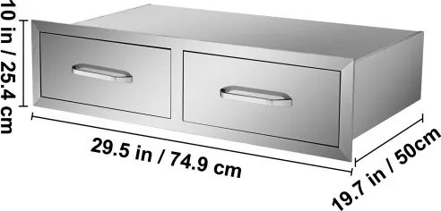 75*25 cm Bbq zásuvka Dvojité horizontální zásuvky odolné s úložnou skříňkou