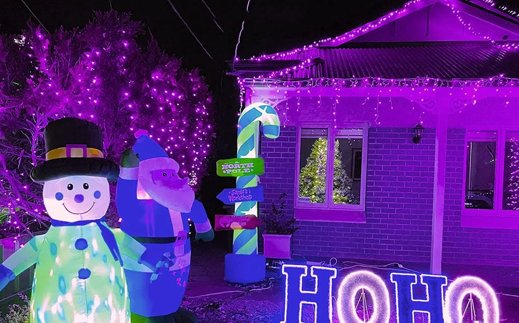 Venkovní LED vánoční závěs - fialová, 10m, 500 LED, 8 programů Barva kabelu: Průhledná
